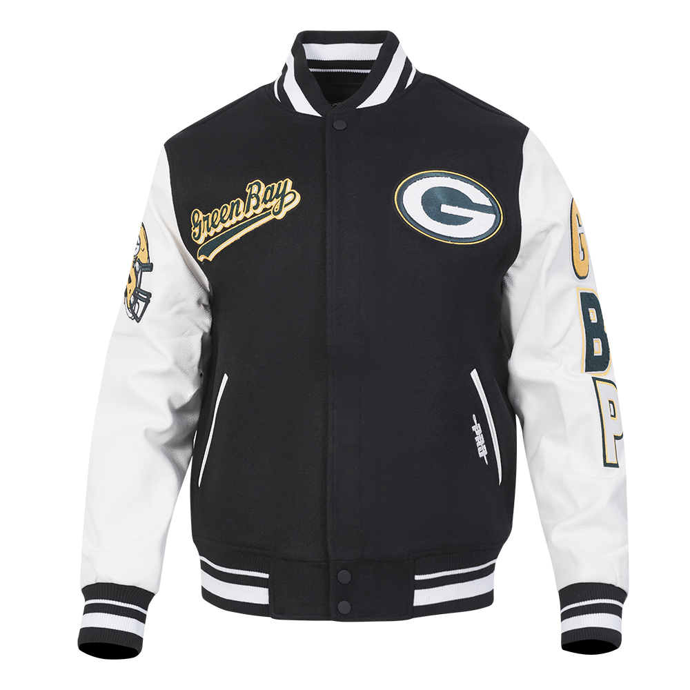 NFL GREEN BAY PACKERS SCRIPT TAIL MEN'S RIB WOOL VARSITY (BLACK/WHITE ...