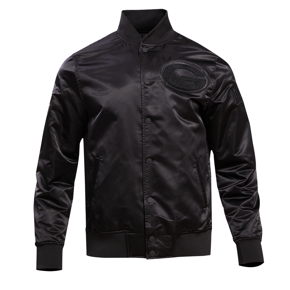 NFL GREEN BAY PACKERS TRIPLE BLACK SATIN JACKET (TRIPLE BLACK) – Pro ...