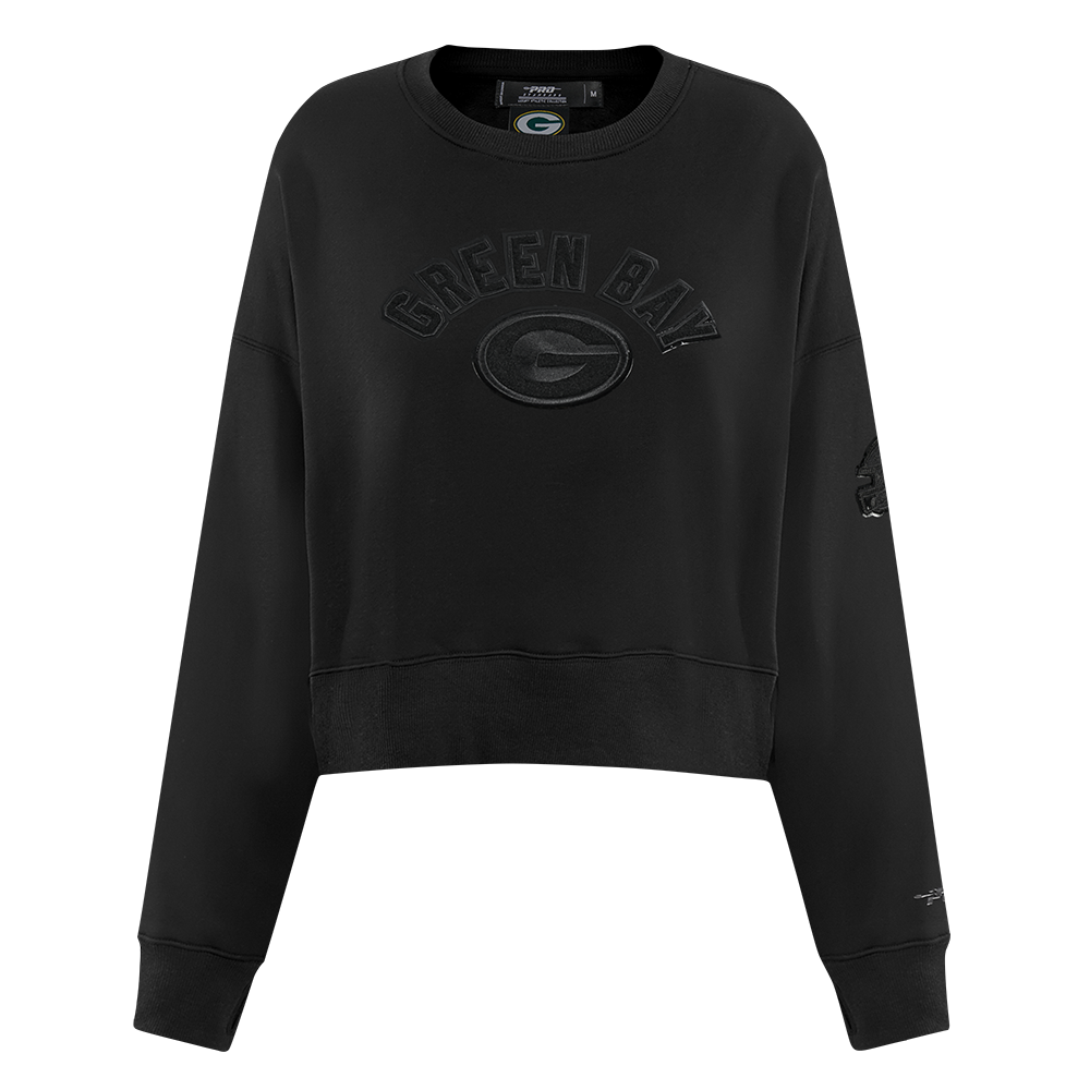 NFL GREEN BAY PACKERS TRIPLE BLACK WOMEN'S FLC CREWNECK (TRIPLE BLACK ...