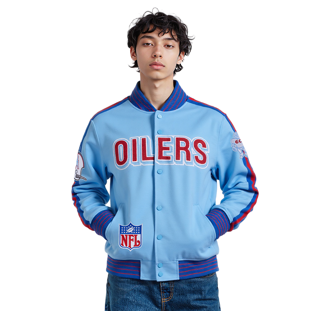 NFL HOUSTON OILERS PRO GAME DAY MEN'S RETRO JACKET (UNI BLUE/ ROYAL BL ...
