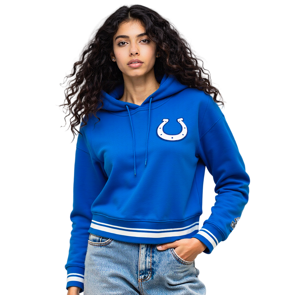 NFL INDIANAPOLIS COLTS MASHUP WOMEN'S RIB CROPPED PO HOODIE (ROYAL BLU ...