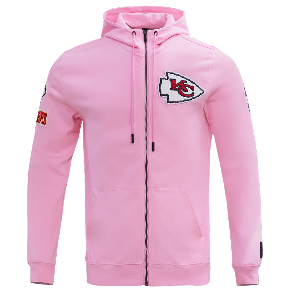 NFL KANSAS CITY CHIEFS CLASSIC CHENILLE MEN'S FULL ZIP HOODIE (PINK ...