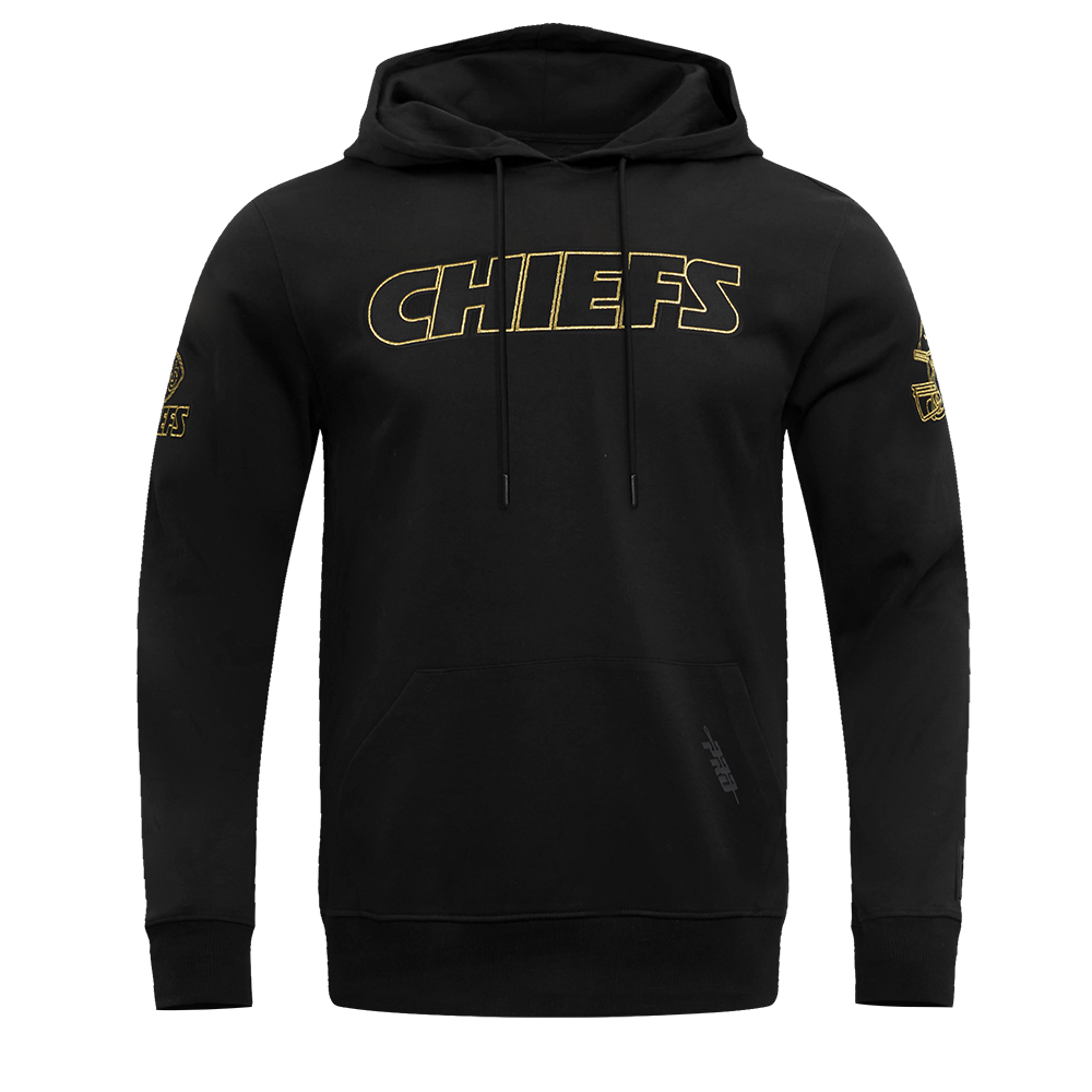 NFL KANSAS CITY CHIEFS BLACK & GOLD MEN'S DOUBLE KNIT PULLOVER HOODIE ...