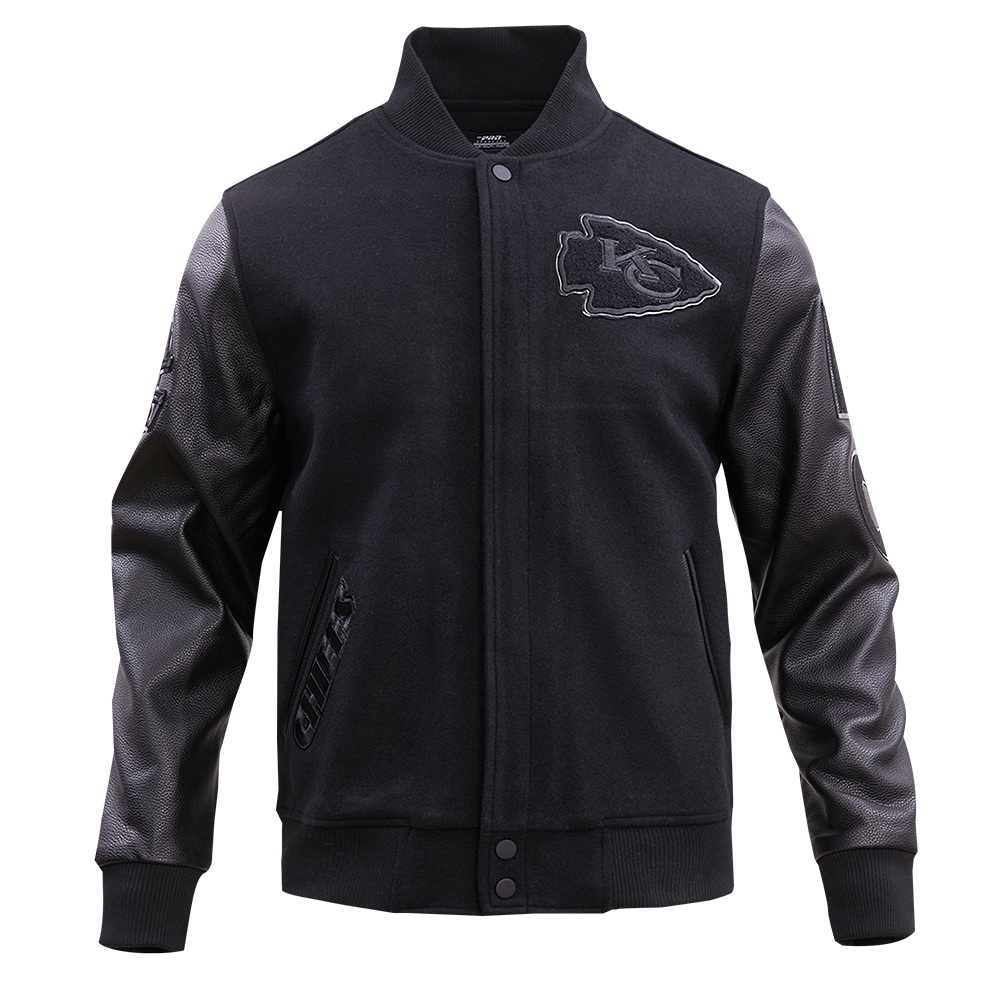 NFL KANSAS CITY CHIEFS TRIPLE BLACK WOOL MEN'S VARSITY JACKET (TRIPLE ...