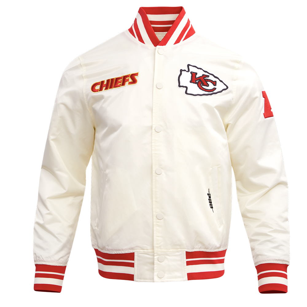 NFL KANSAS CITY CHIEFS RETRO CLASSIC MEN'S RIB SATIN JACKET (EGGSHELL ...