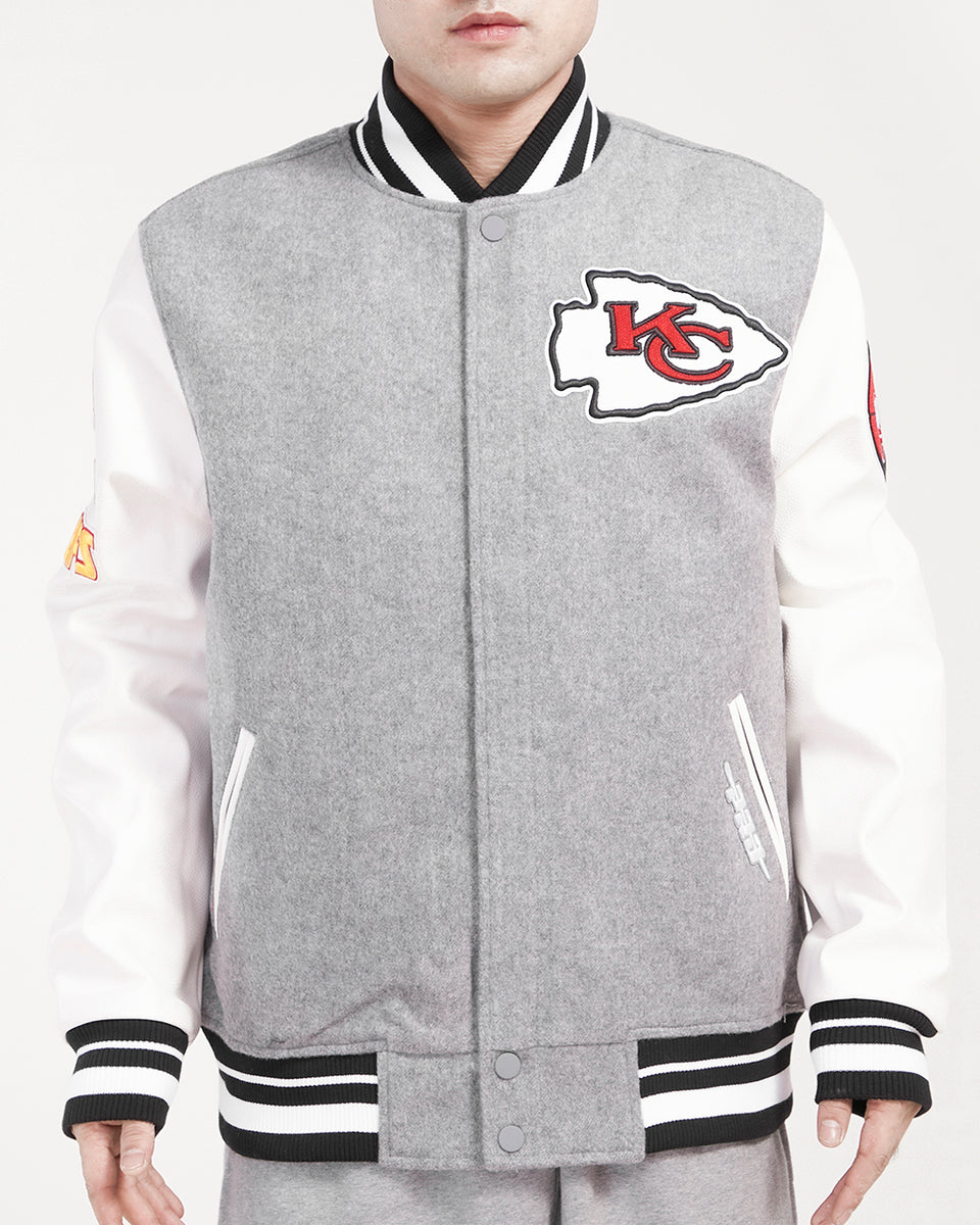 NFL KANSAS CITY CHIEFS OLD ENGLISH MEN'S RIB WOOL VARSITY JACKET (HEAT ...