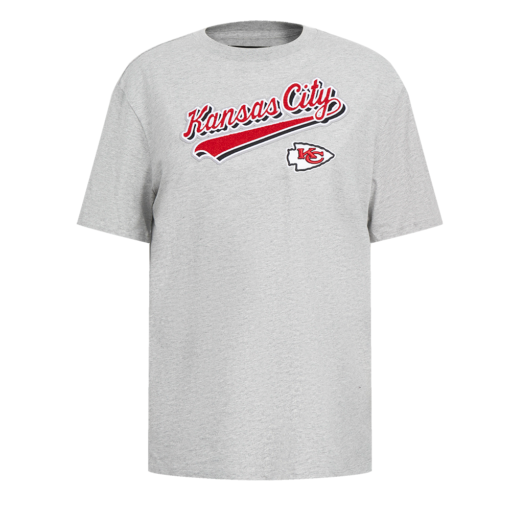 NFL KANSAS CITY CHIEFS SCRIPT TAIL WOMEN'S BOYFRIEND TEE (HEATHER GREY ...