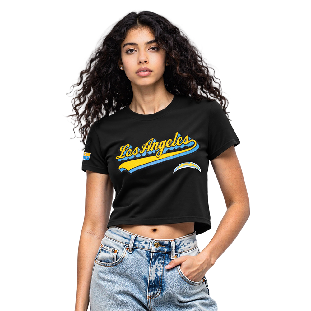 NFL LOS ANGELES CHARGERS SCRIPT TAIL WOMEN'S SJ BOXY TEE (BLACK) – Pro ...