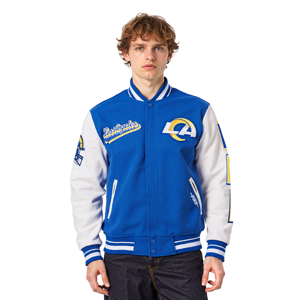NFL LOS ANGELES RAMS SCRIPT TAIL MEN'S RIB WOOL VARSITY (ROYAL BLUE/WH ...