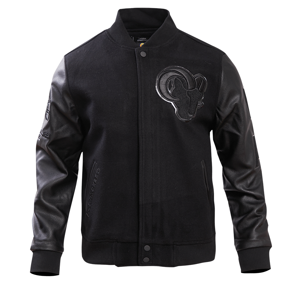 NFL LOS ANGELES RAMS TRIPLE BLACK WOOL MEN'S VARSITY JACKET (TRIPLE BL ...