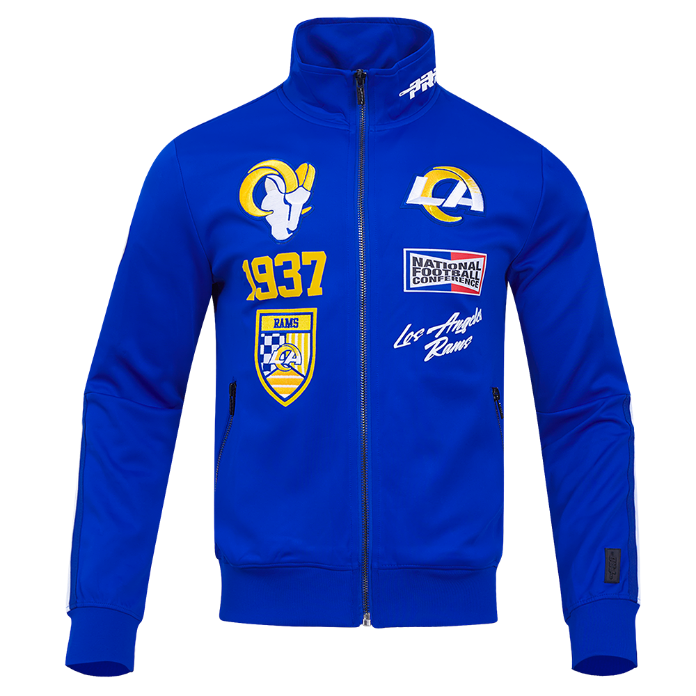 NFL LOS ANGELES RAMS FAST LANE DOUBLE KNIT MEN'S TRACK JACKET (ROYAL B ...