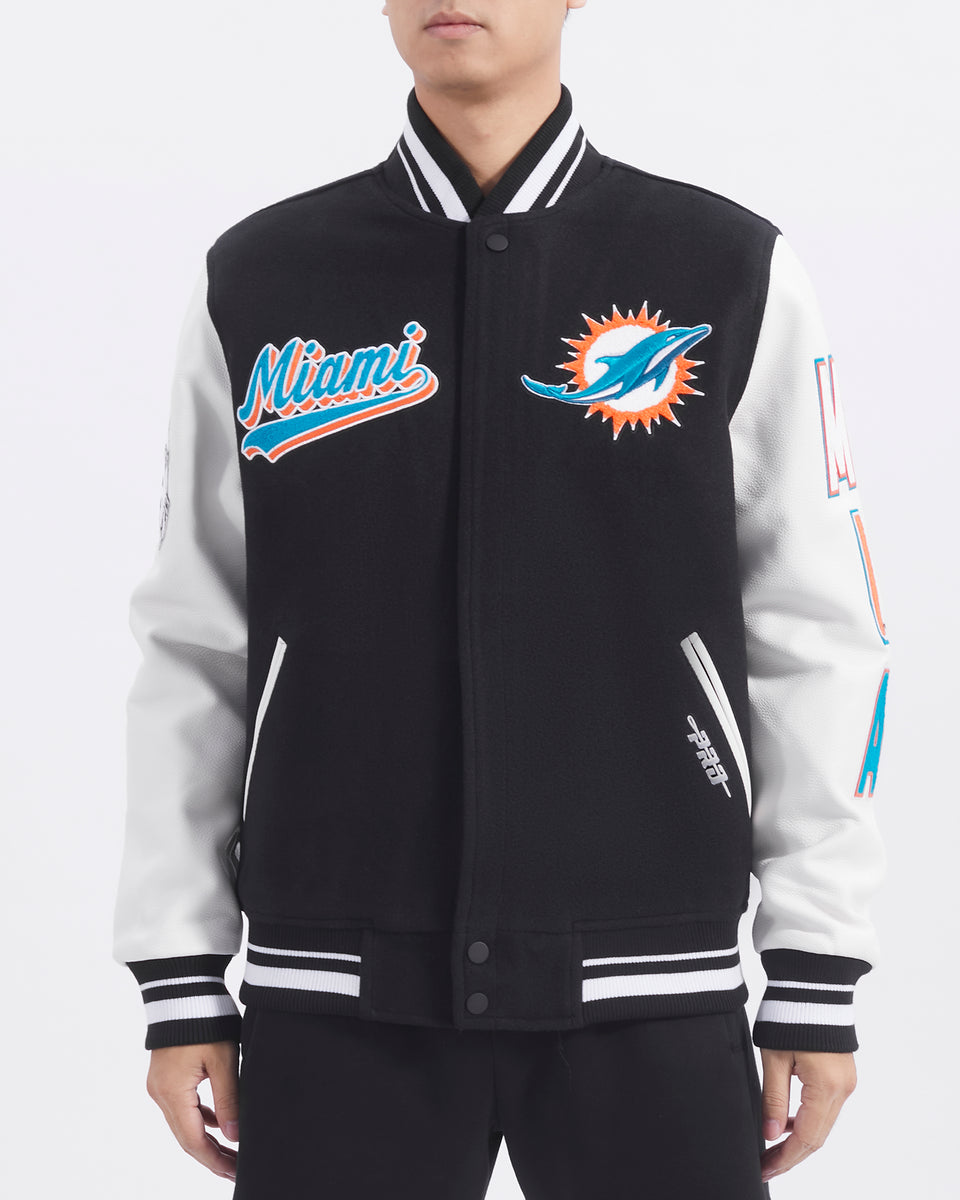 NFL MIAMI DOLPHINS SCRIPT TAIL MEN'S RIB WOOL VARSITY (BLACK/WHITE ...