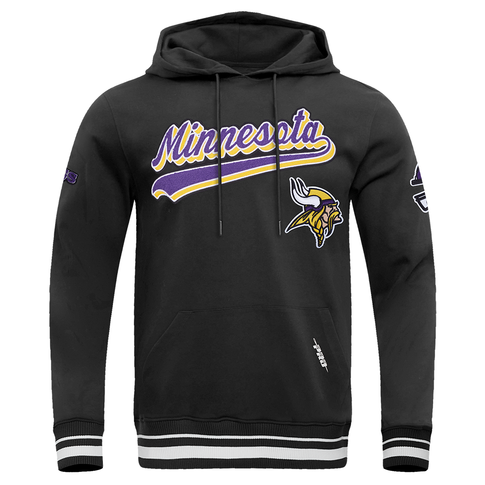 NFL MINNESOTA VIKINGS SCRIPT TAIL MEN'S RIB FLC PO HOODIE (BLACK) – Pro ...