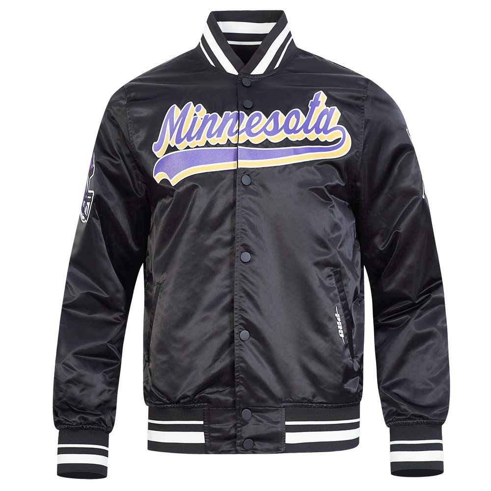 NFL MINNESOTA VIKINGS SCRIPT TAIL MEN'S SATIN JACKET (BLACK) – Pro Standard
