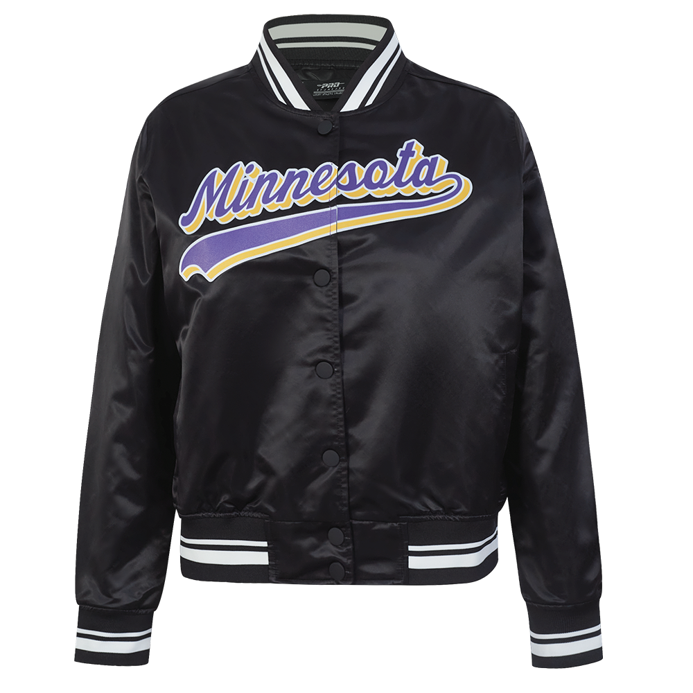 NFL MINNESOTA VIKINGS SCRIPT TAIL WOMEN'S SATIN JACKET (BLACK) – Pro ...