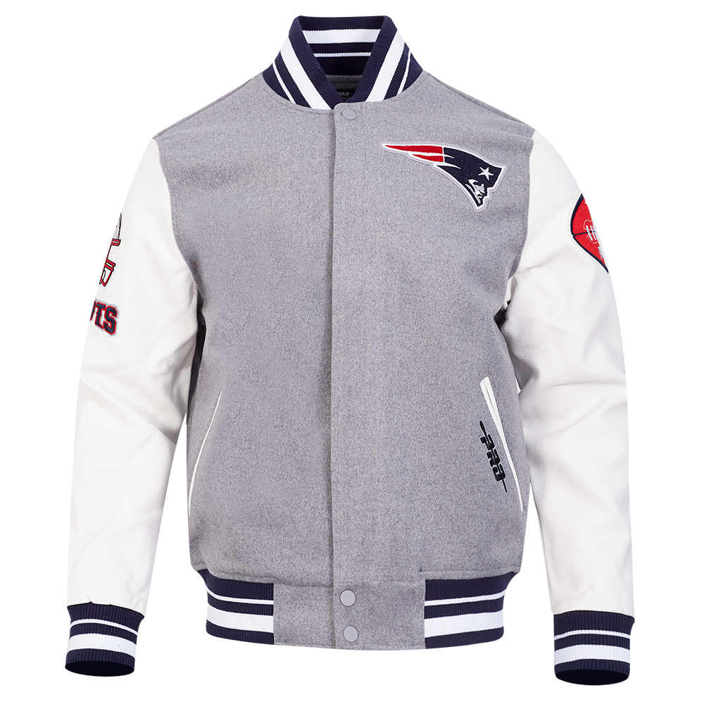 NFL NEW ENGLAND PATRIOTS OLD ENGLISH MEN'S RIB WOOL VARSITY JACKET (HE ...