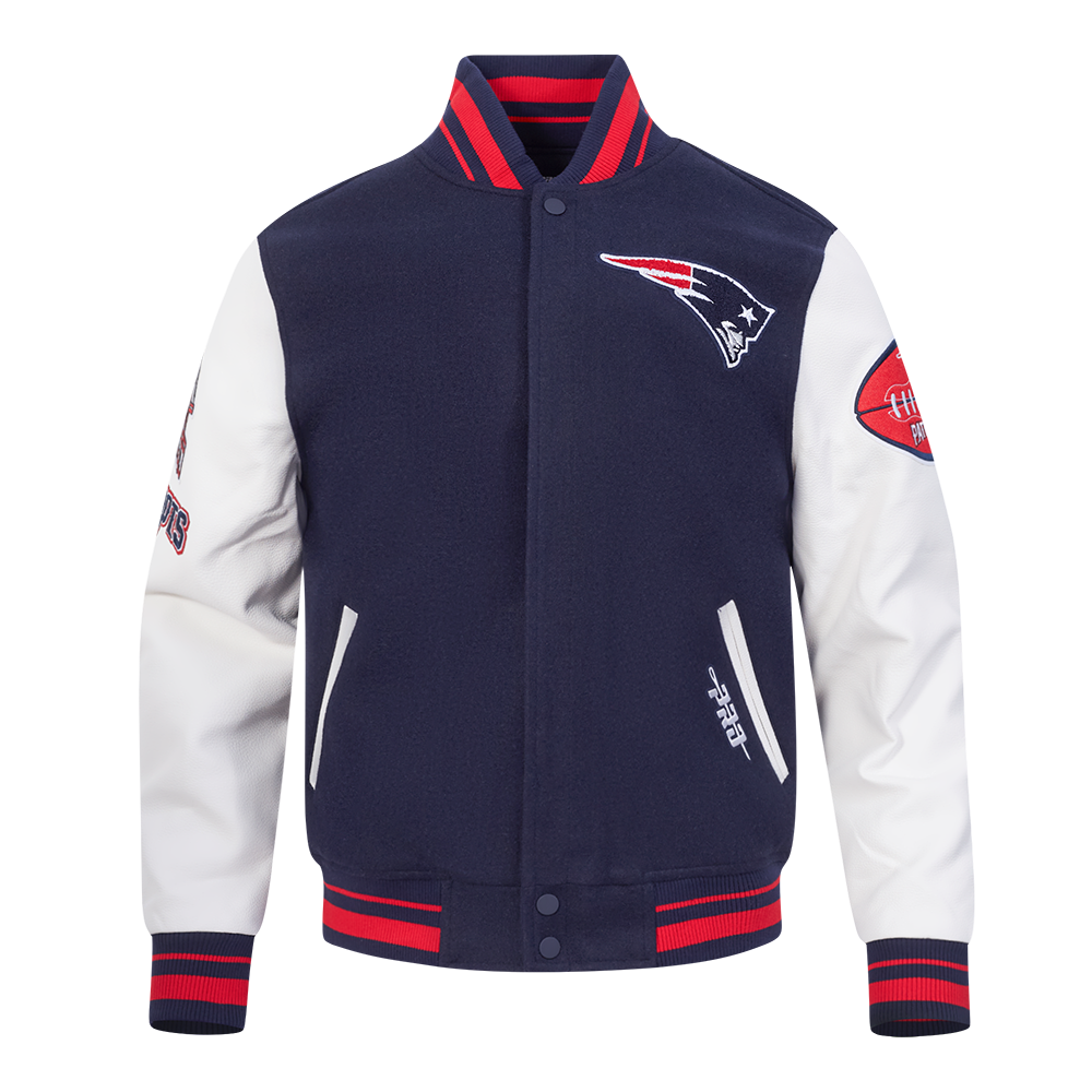 NFL NEW ENGLAND PATRIOTS OLD ENGLISH MEN'S RIB WOOL VARSITY JACKET (MI ...