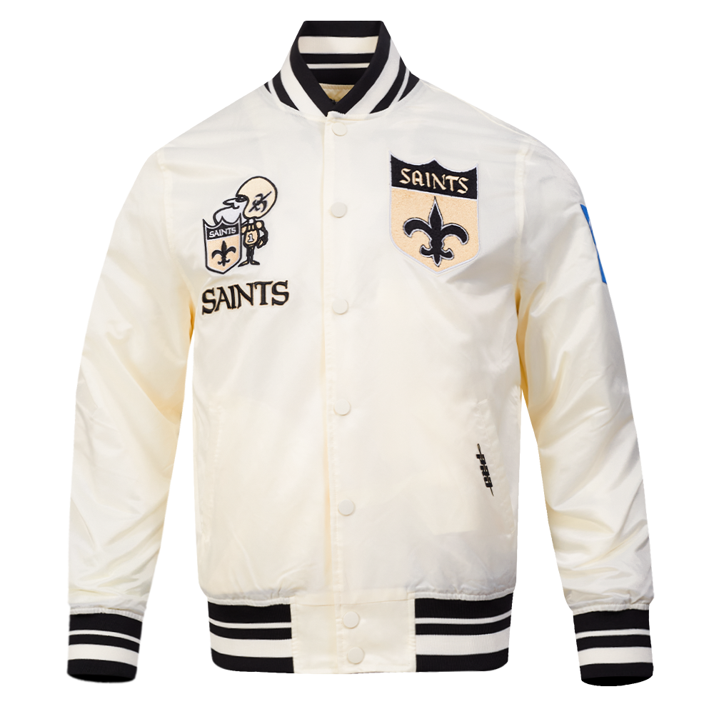 NFL NEW ORLEANS SAINTS RETRO CLASSIC MEN'S RIB SATIN JACKET (EGGSHELL ...