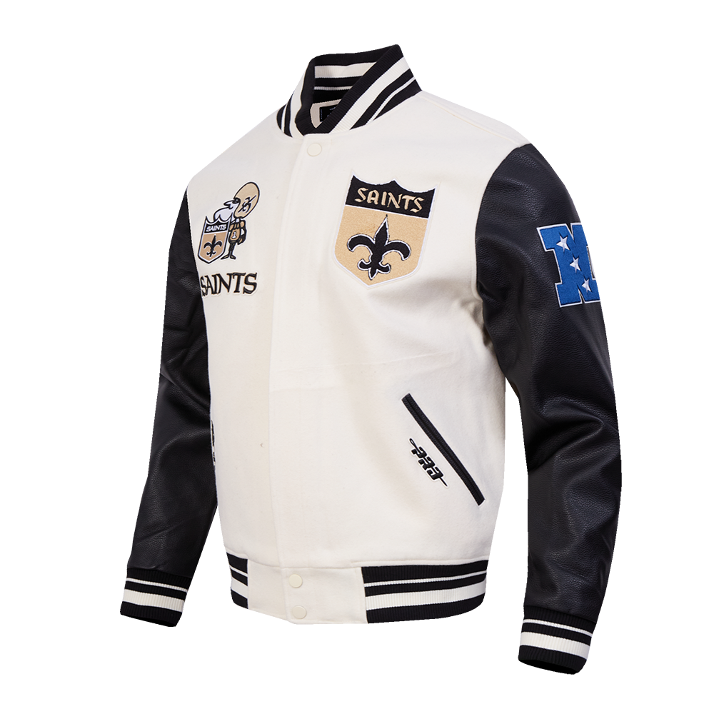 NFL NEW ORLEANS SAINTS RETRO CLASSIC MEN'S RIB WOOL VARSTIY JACKET (EG ...