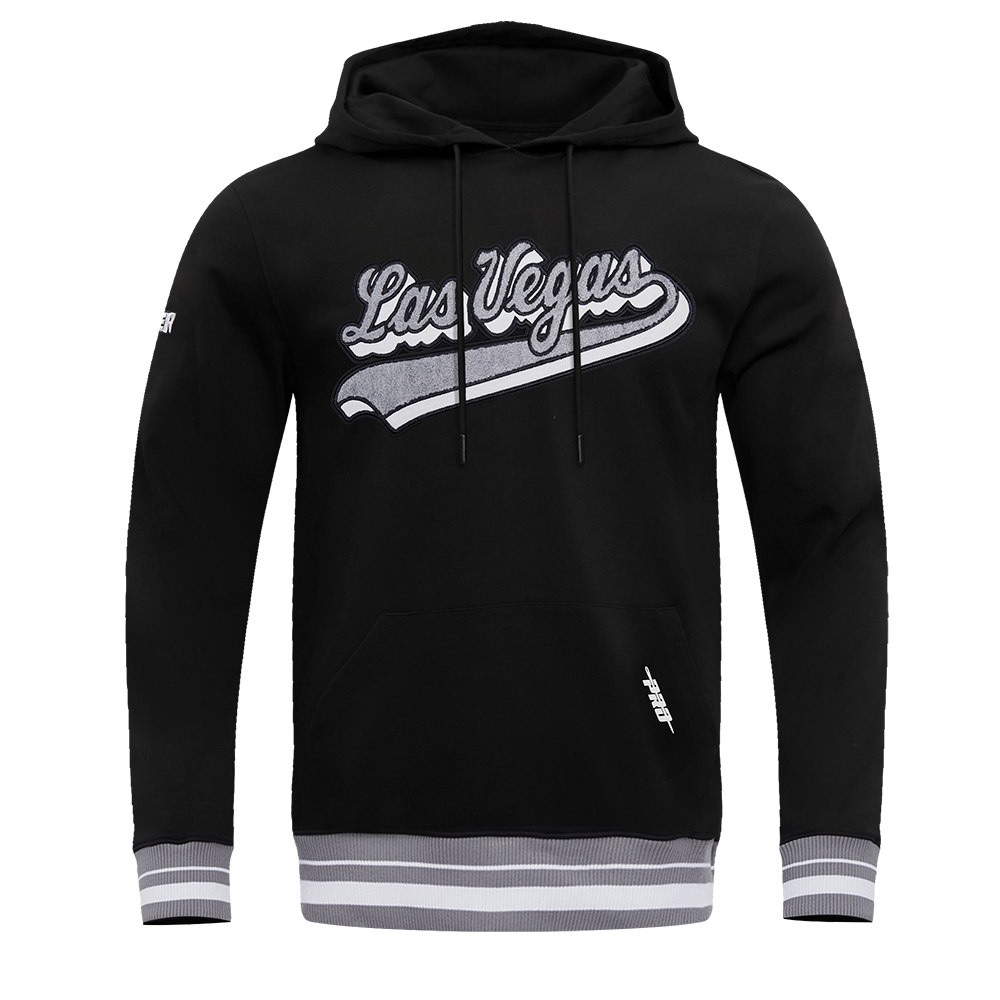 NFL LAS VEGAS RAIDERS SCRIPT TAIL MEN'S RIB FLEECE PULLOVER HOODIE (BL ...