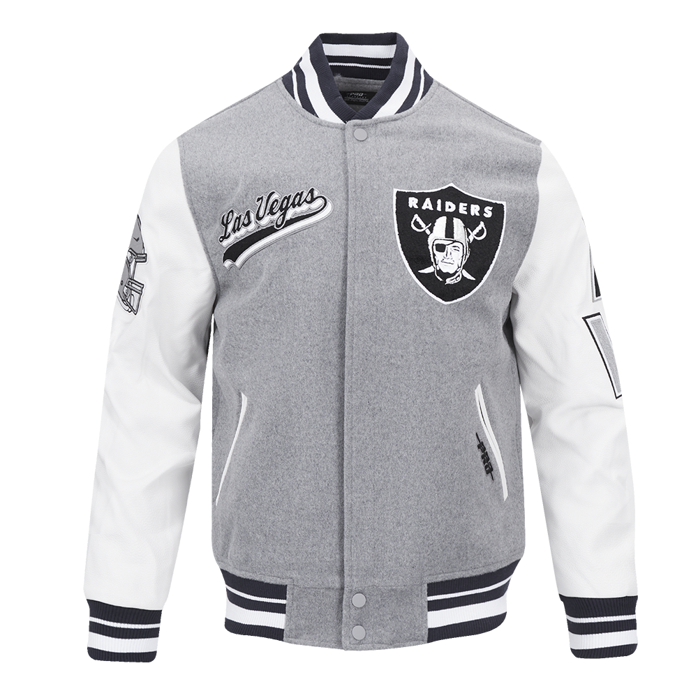NFL LAS VEGAS RAIDERS SCRIPT TAIL MEN'S RIB WOOL VARSITY JACKET (HEATH ...