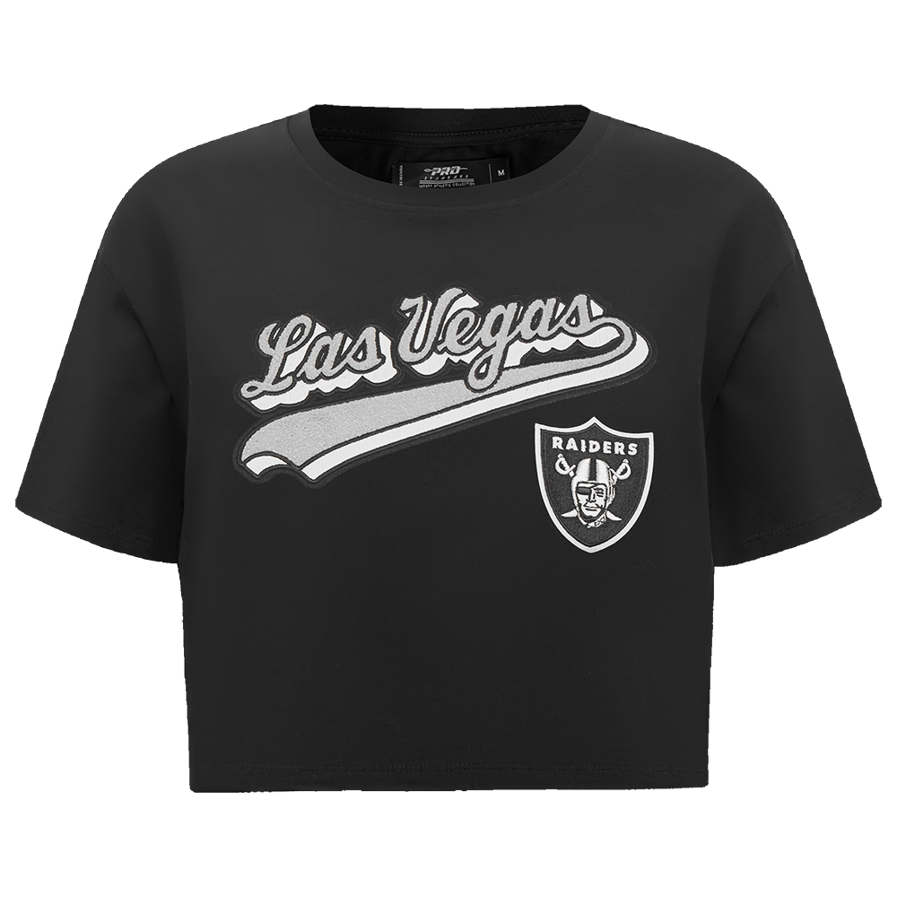 NFL LAS VEGAS RAIDERS SCRIPT TAIL WOMEN'S SINGLE JERSEY BOXY TEE (BLAC ...