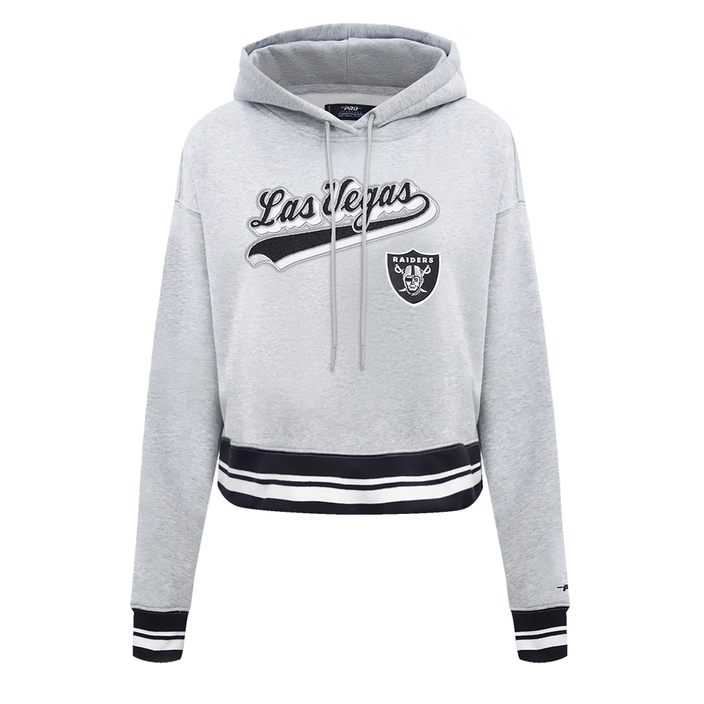 NFL LAS VEGAS RAIDERS SCRIPT TAIL WOMEN'S RIB FLEECE CROPPED PULLOVER ...