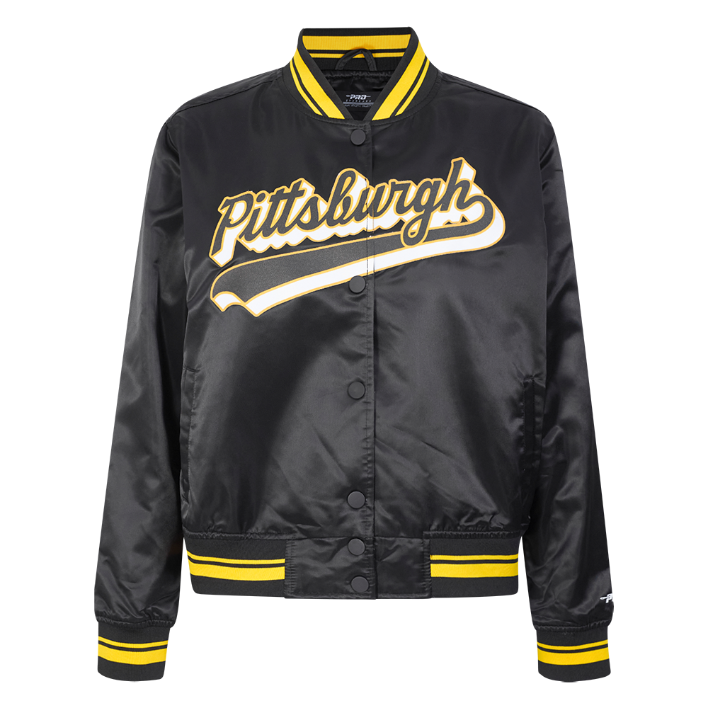 NFL PITTSBURGH STEELERS SCRIPT TAIL WOMEN'S SATIN JACKET (BLACK/YELLOW ...