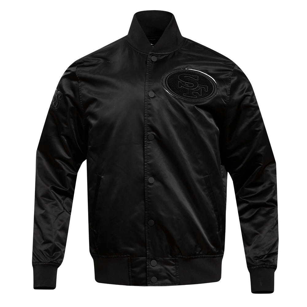 NFL SAN FRANCISCO 49ERS TRIPLE BLACK MEN'S SATIN JACKET (TRIPLE BLACK ...