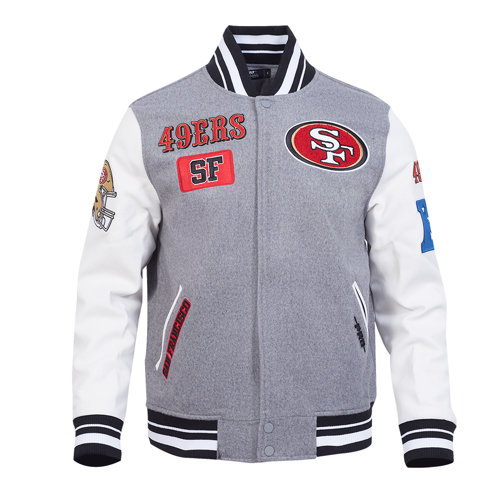 NFL SAN FRANCISCO 49ERS AREA CODE MEN'S RIB WOOL VARSITY JACKET (HEATH ...