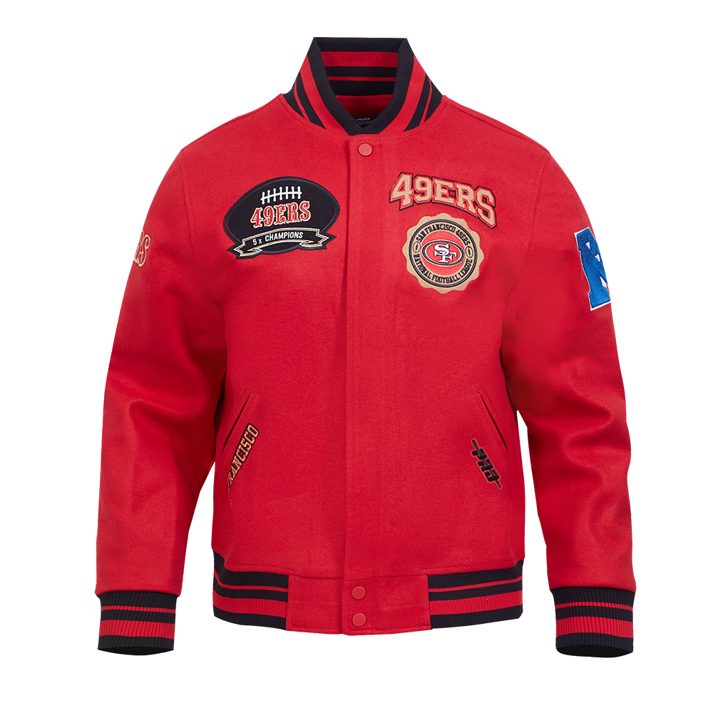 NFL SAN FRANCISCO 49ERS CREST EMBLEM MEN'S RIB WOOL VARSITY JACKET (RE ...