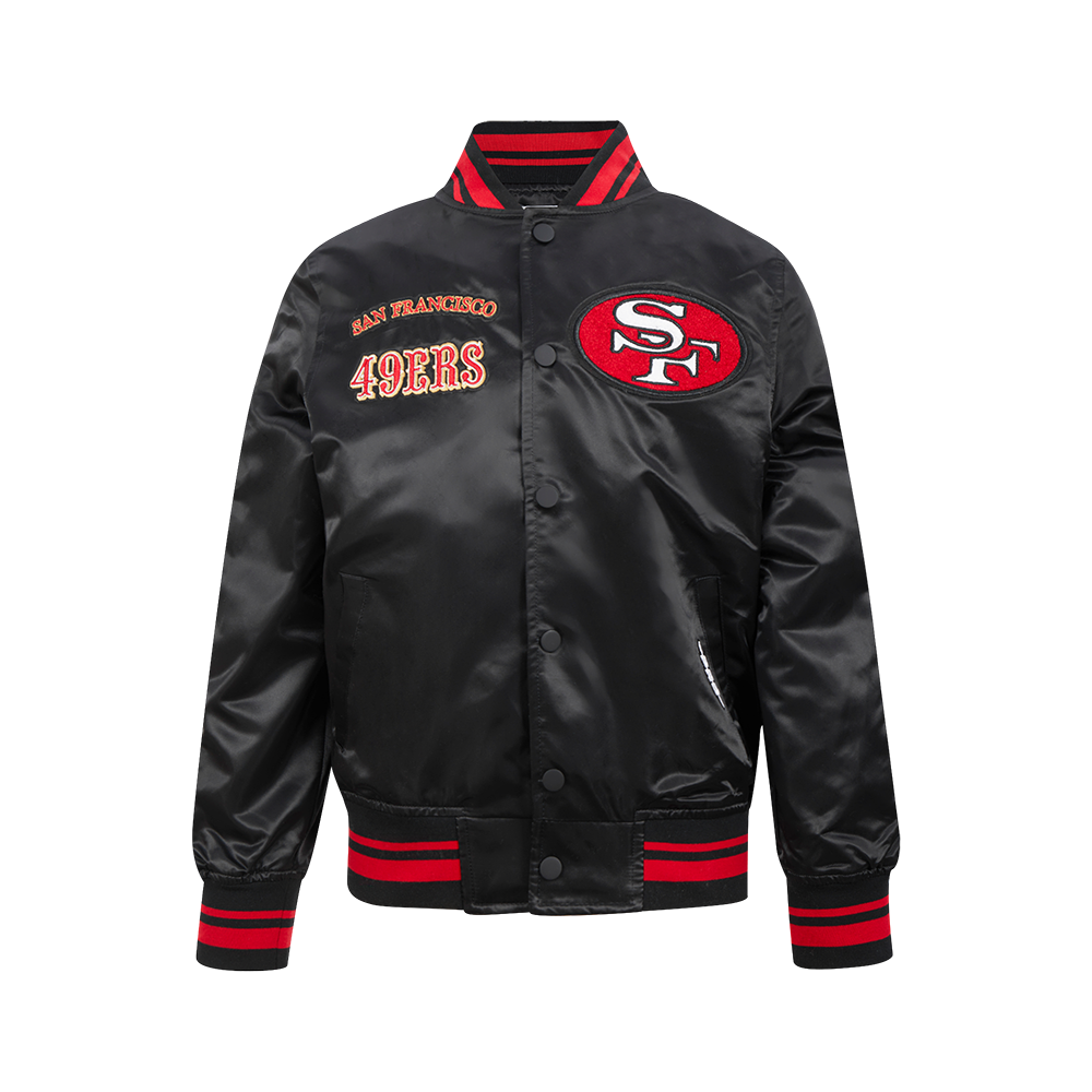 NFL SAN FRANCISCO 49ERS RETRO CLASSIC BIG BOYS RIB SATIN JACKET (BLACK ...