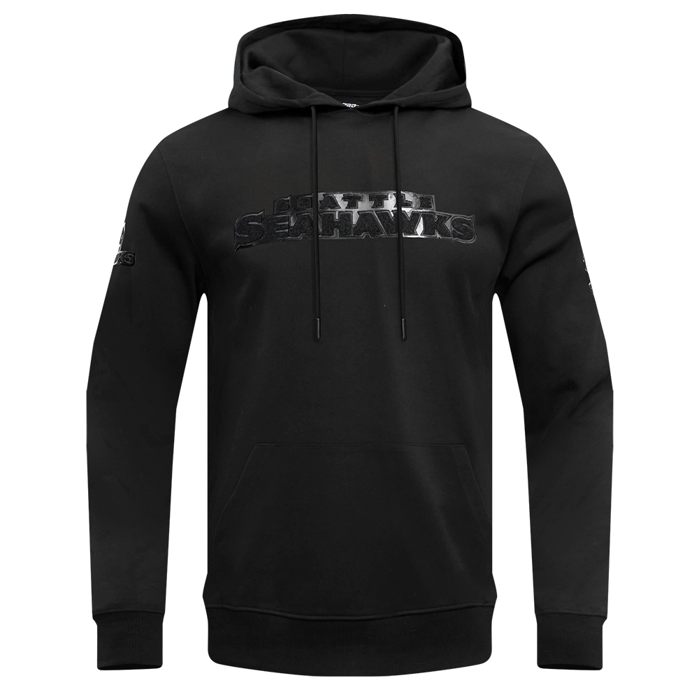 NFL SEATTLE SEAHAWKS TRIPLE BLACK MEN'S DOUBLE KNIT PULLOVER HOODIE (T ...