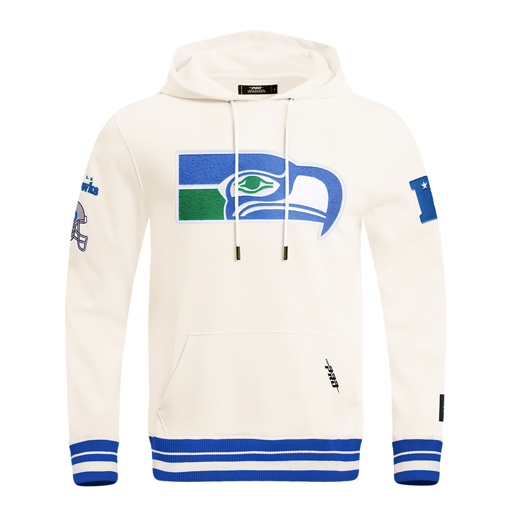 NFL SEATTLE SEAHAWKS RETRO CLASSIC MEN'S PULLOVER HOODIE (EGGSHELL/ RO ...