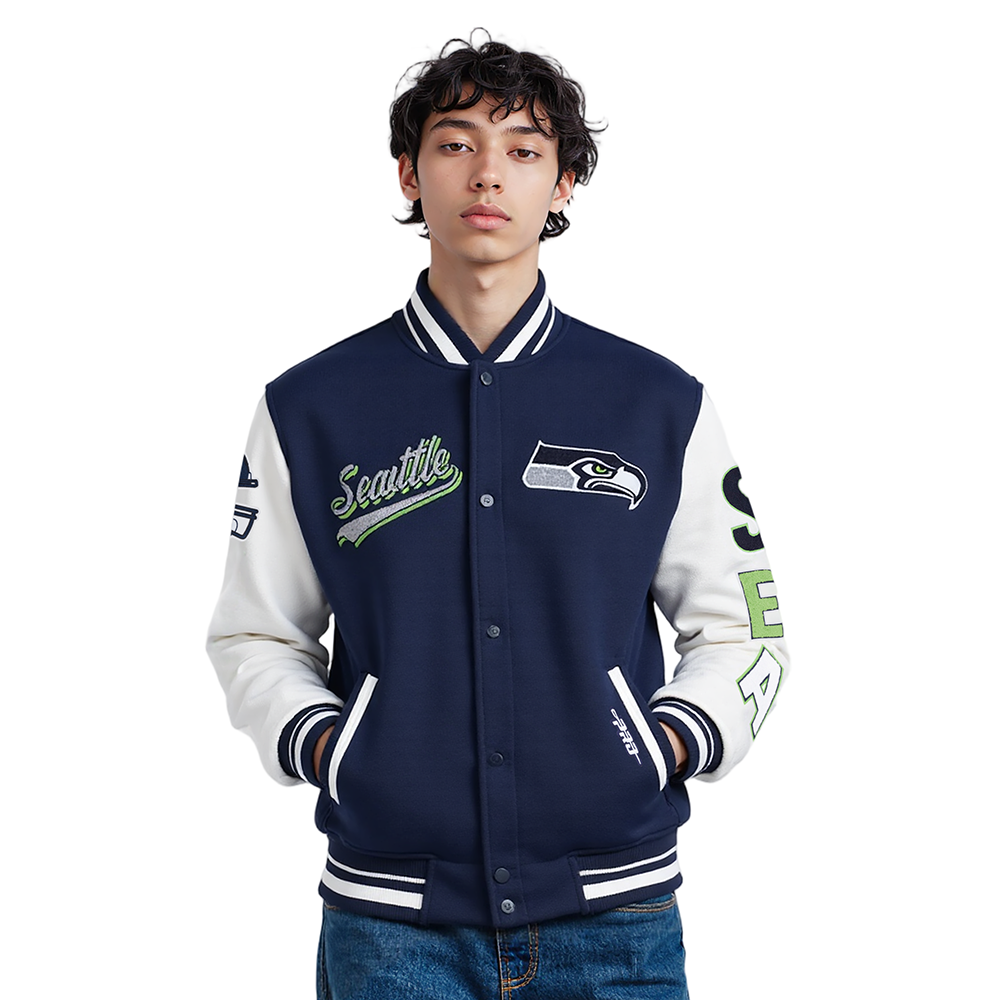 Pro Standard NFL Seattle Seahawks Script Tail Varsity Jacket - Men's