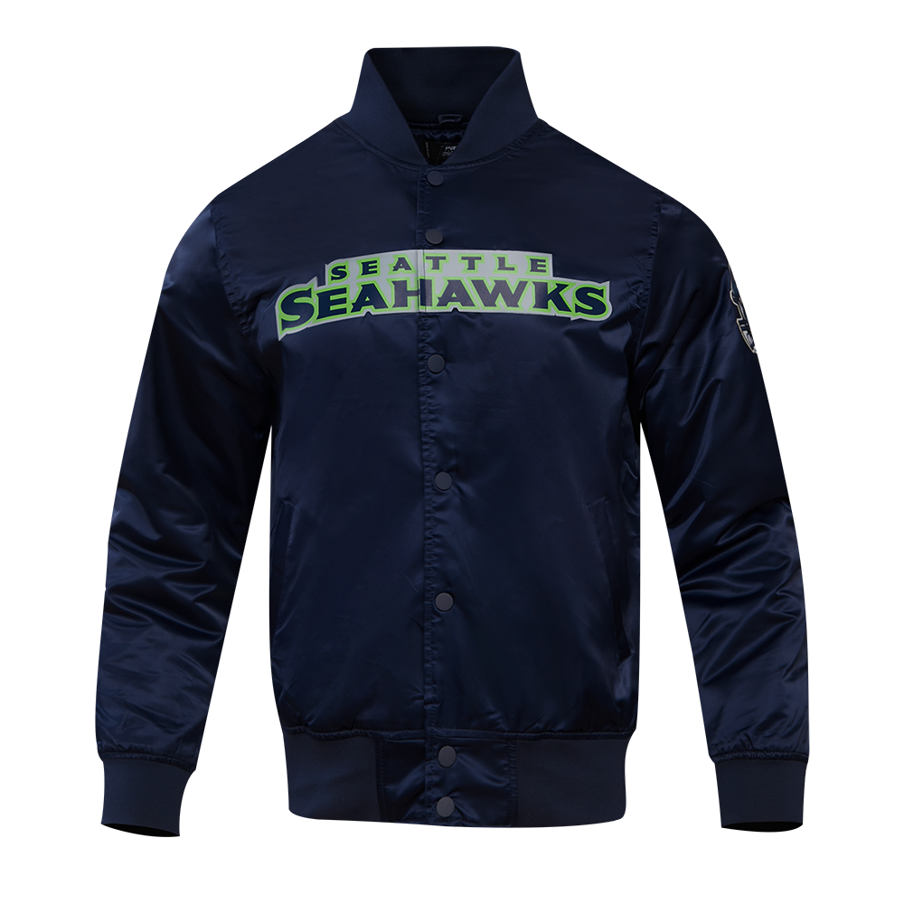 NFL SEATTLE SEAHAWKS BIG LOGO MEN'S SATIN JACKET (MIDNIGHT NAVY) – Pro ...