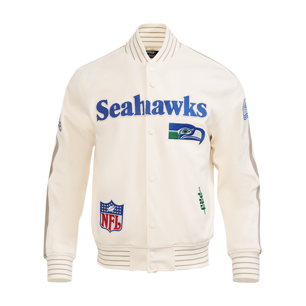 NFL SEATTLE SEAHAWKS RETRO PRO GAME DAY JACKET MEN'S RIB DBL KNIT JACK ...