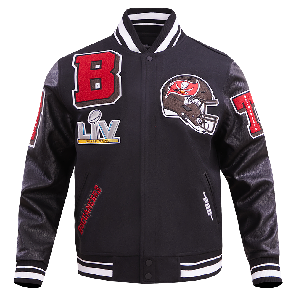 NFL TAMPA BAY BUCCANEERS MASHUP MEN'S RIB WOOL VARSITY JACKET (BLACK ...