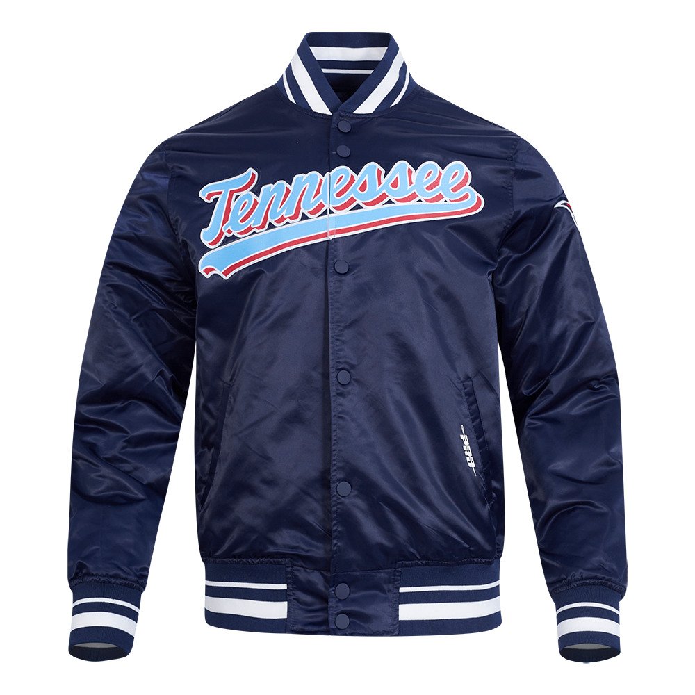 NFL TENNESSEE TITANS SCRIPT TAIL MEN'S SATIN JACKET (MIDNIGHT NAVY ...