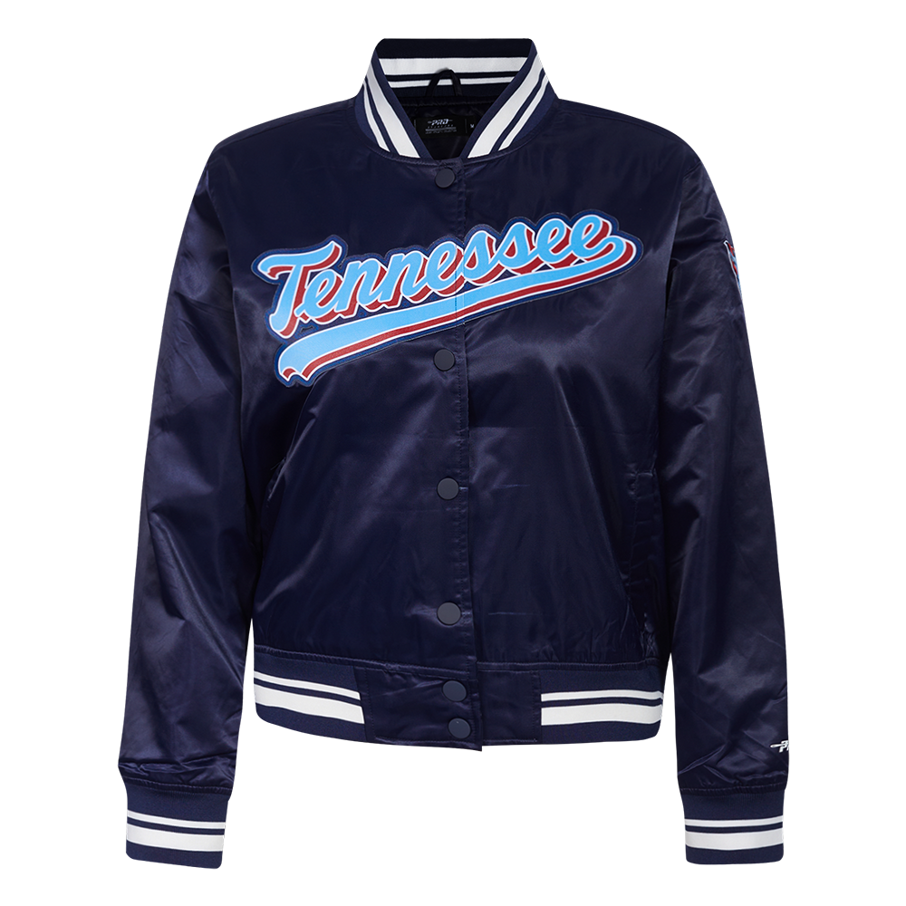 NFL TENNESSEE TITANS SCRIPT TAIL WOMEN'S SATIN JACKET (MIDNIGHT NAVY ...