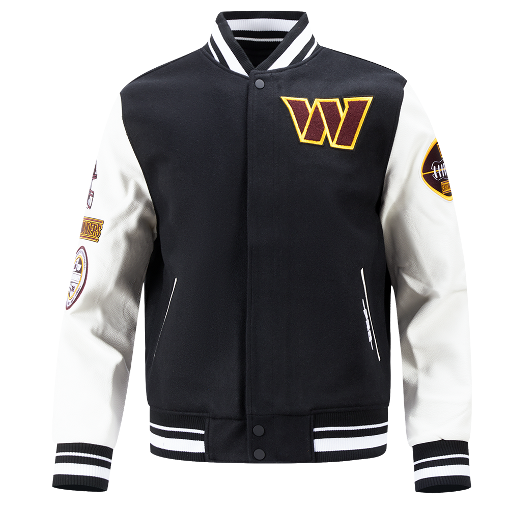 NFL WASHINGTON COMMANDERS OLD ENGLISH MEN'S RIB WOOL VARSITY JACKET (B ...