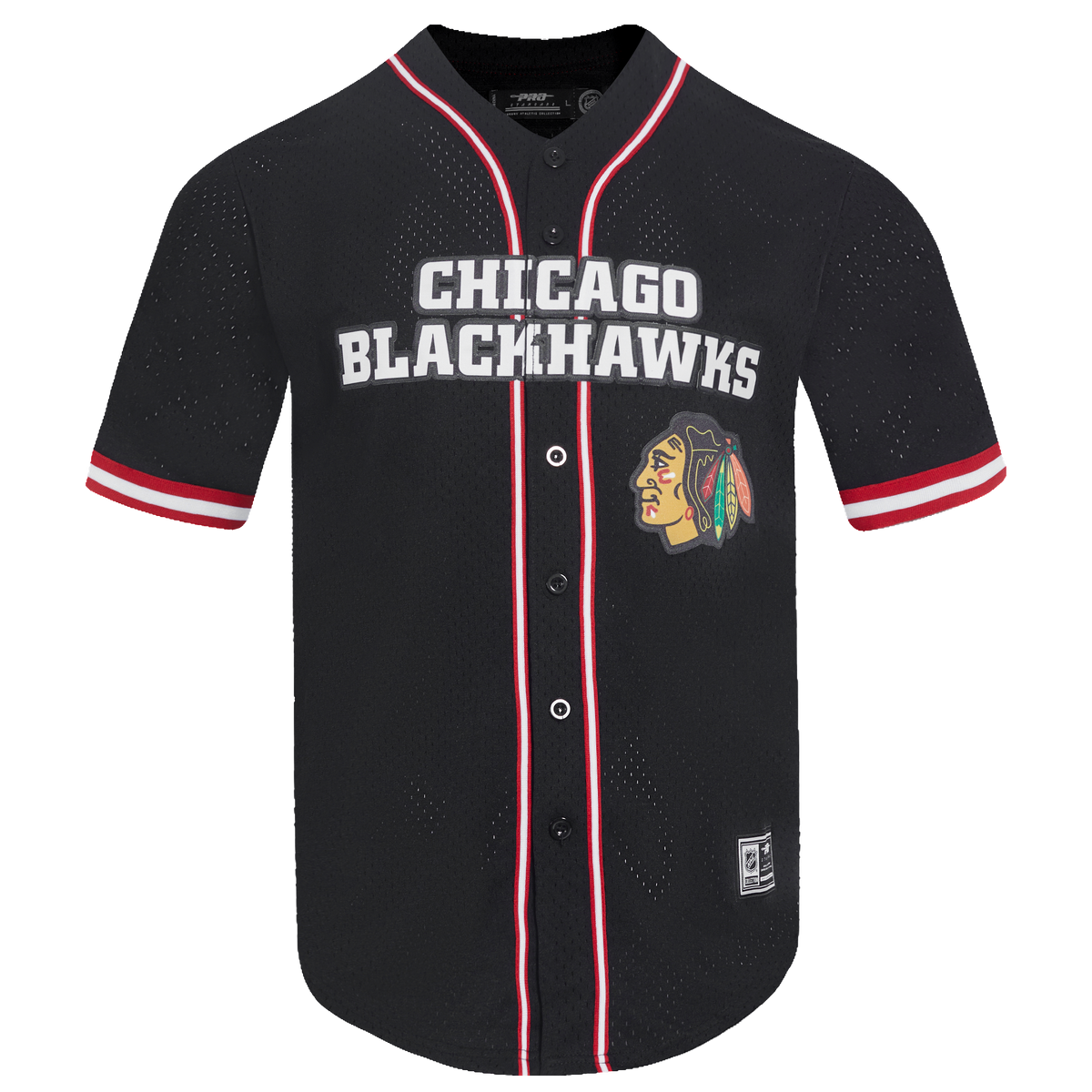 NHL CHICAGO BLACKHAWKS CLASSIC MEN'S MESH BUTTON DOWN SHIRT (BLACK/RED ...