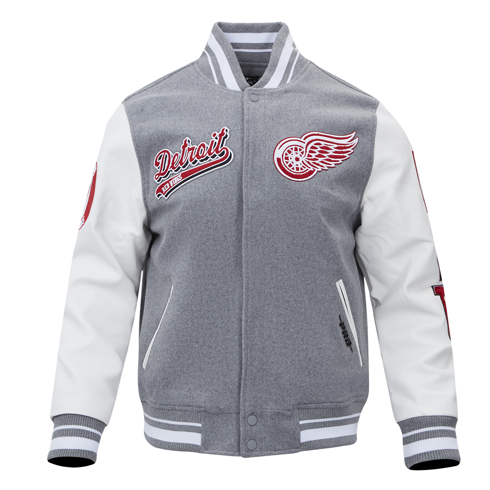 NHL DETROIT RED WINGS SCRIPT TAIL MEN'S RIB WOOL VARSITY (HEATHER GREY ...