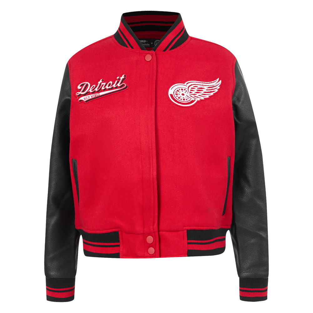 NHL DETROIT RED WINGS SCRIPT TAIL WOMEN'S WOOL VARSITY JACKET (RED/BLA ...