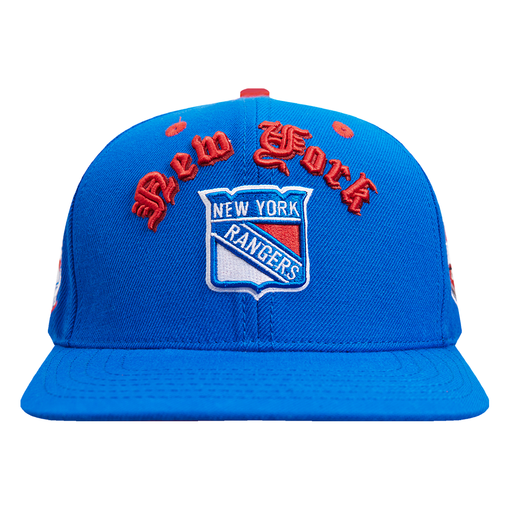 NHL NEW YORK RANGERS OLD ENGLISH UNISEX 6 PANEL SNAPBACK HAT (ROYAL BL ...