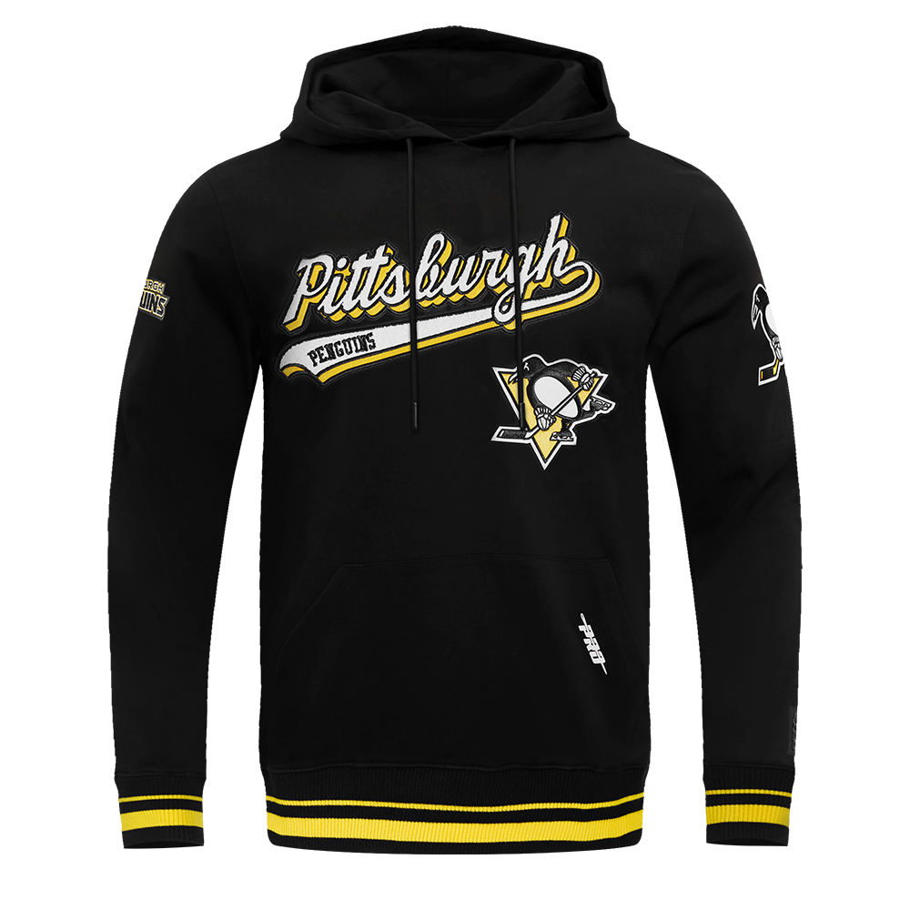 NHL PITTSBURGH PENGUINS SCRIPT TAIL MEN'S RIB FLEECE PULLOVER HOODIE ...