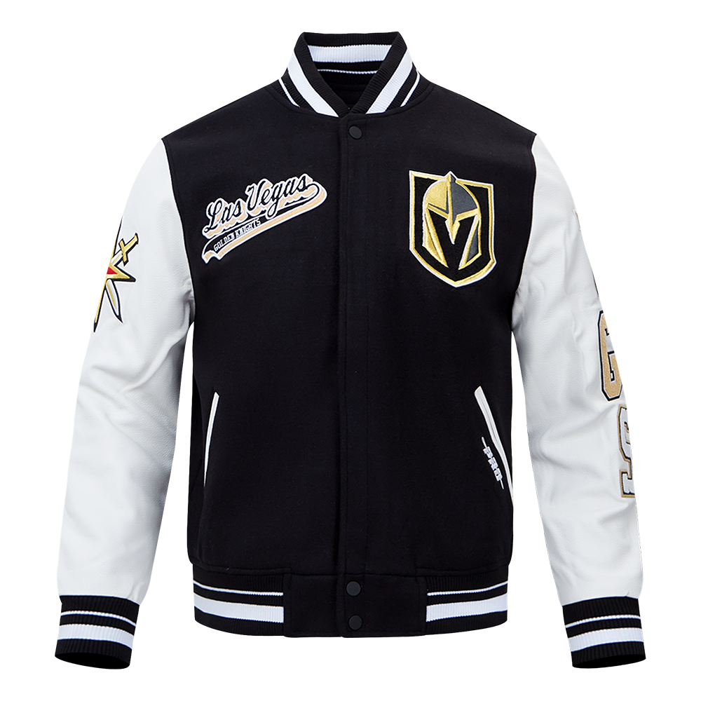 NHL VEGAS GOLDEN KNIGHTS SCRIPT TAIL MEN'S RIB WOOL VARSITY (BLACK/WHI ...