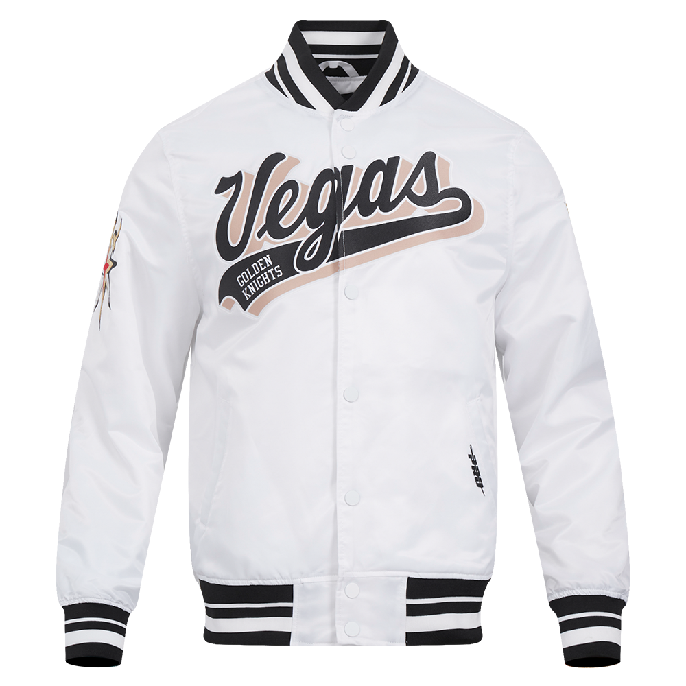 NHL VEGAS GOLDEN KNIGHTS SCRIPT TAIL MEN'S SATIN JACKET (WHITE/BLACK ...