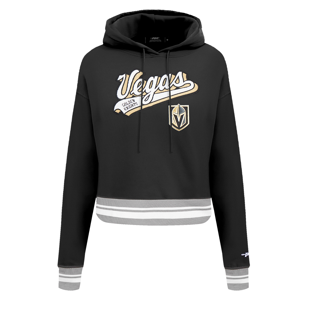 NHL VEGAS GOLDEN KNIGHTS SCRIPT TAIL WOMEN'S RIB FLEECE CROPPED PULLOV ...