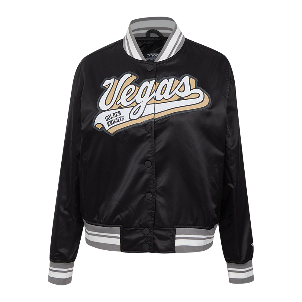 NHL VEGAS GOLDEN KNIGHTS SCRIPT TAIL WOMEN'S SATIN JACKET (BLACK/GRAY ...